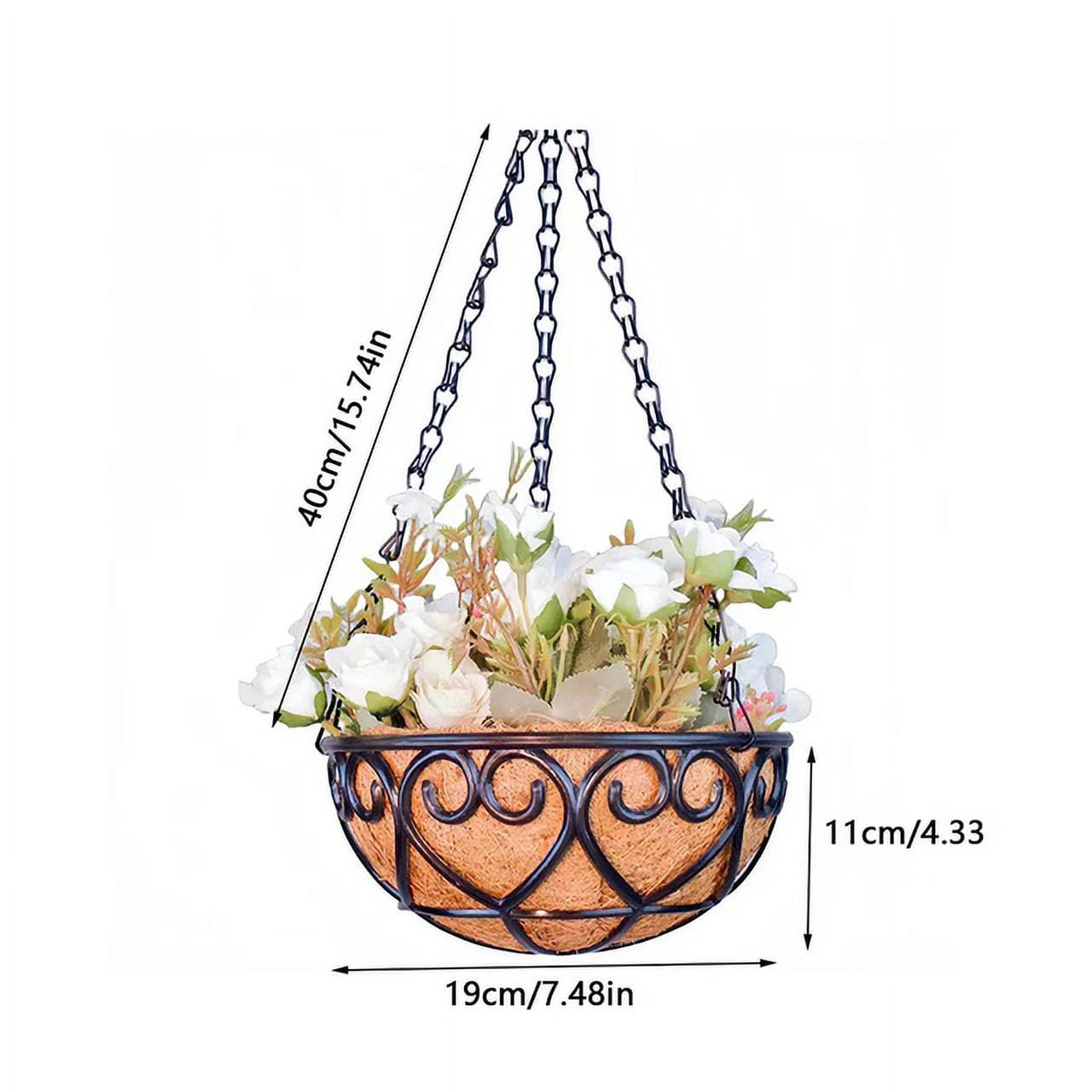 Green Creative Round Iron Chain Hanging Flowerpot Planters Basket for ...