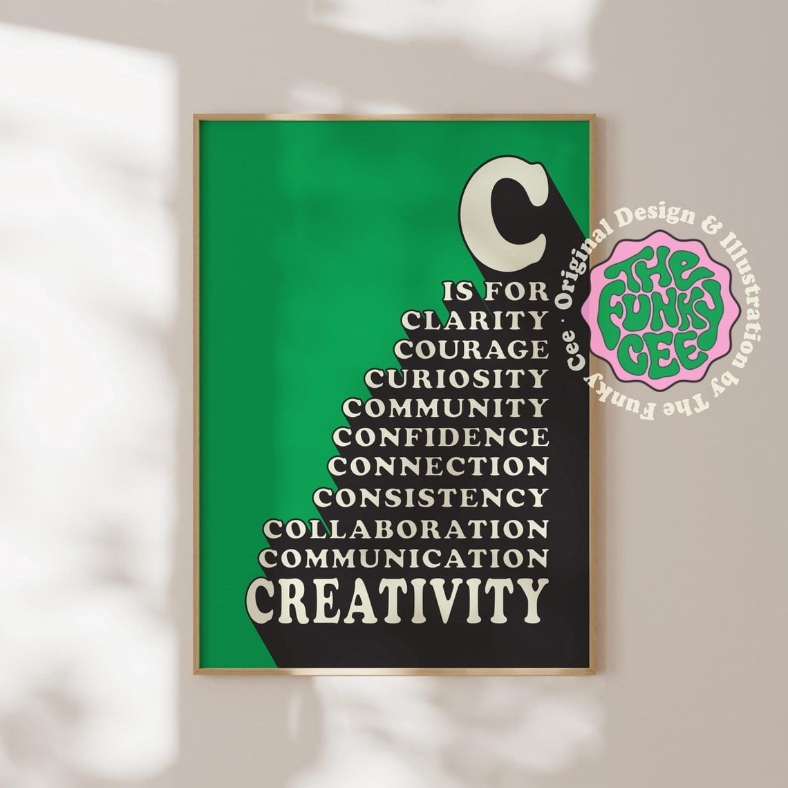 Green Creativity Poster Large Art Typography Poster Retro Green Wall ...