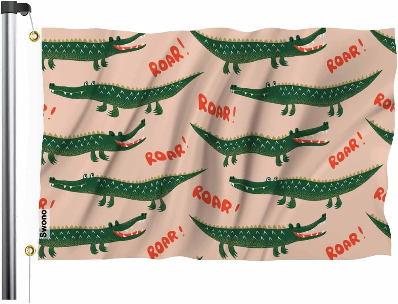 Green Crocodile Flag Wild Animal Cartoon Hungry Alligators Roar Flag ...