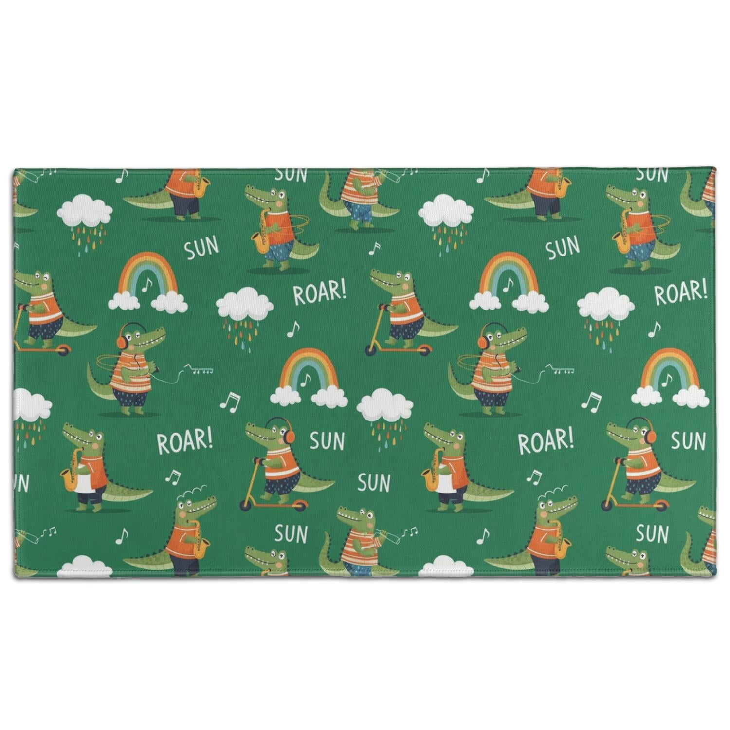 Green Crocodile Rainbow Pattern Door Rugs,Washable Non Slip Door Mats ...