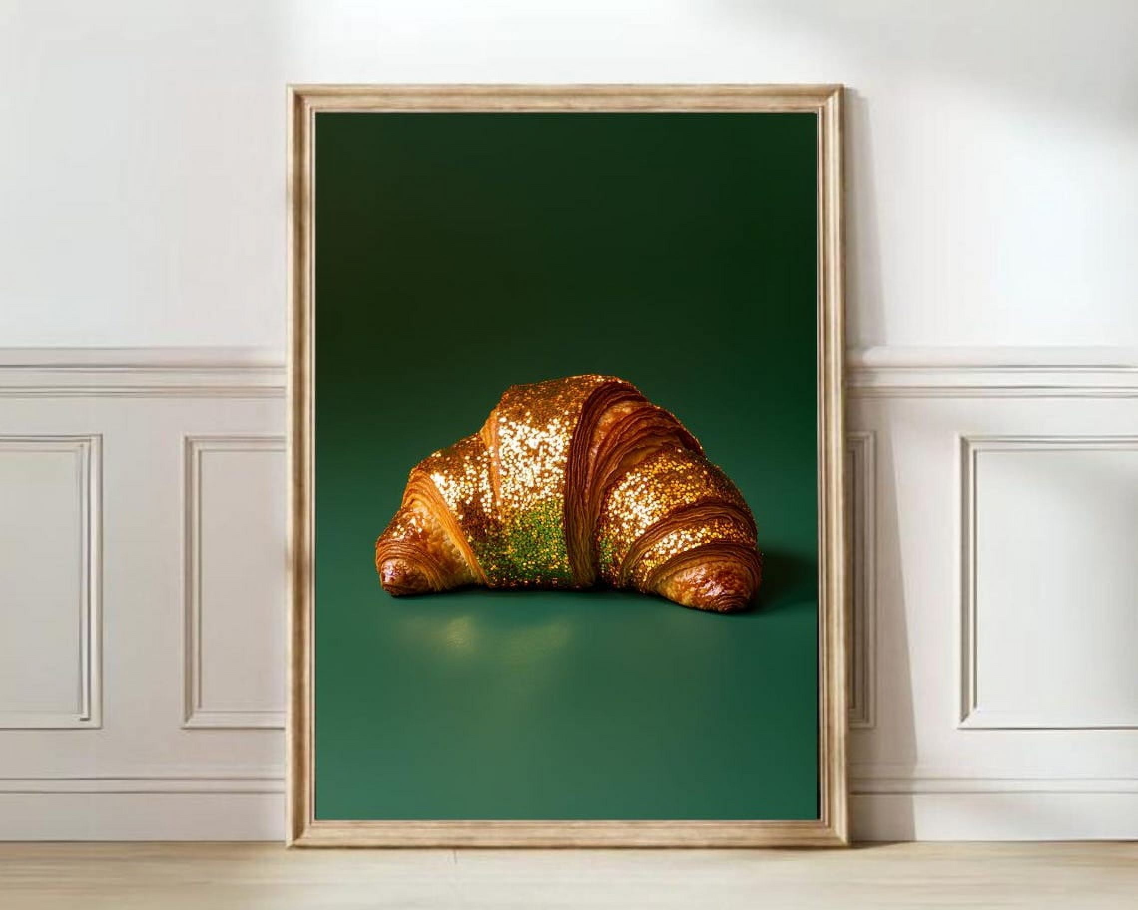 Green Croissant Print Glitter Croissant Disco Croissant Poster Green ...