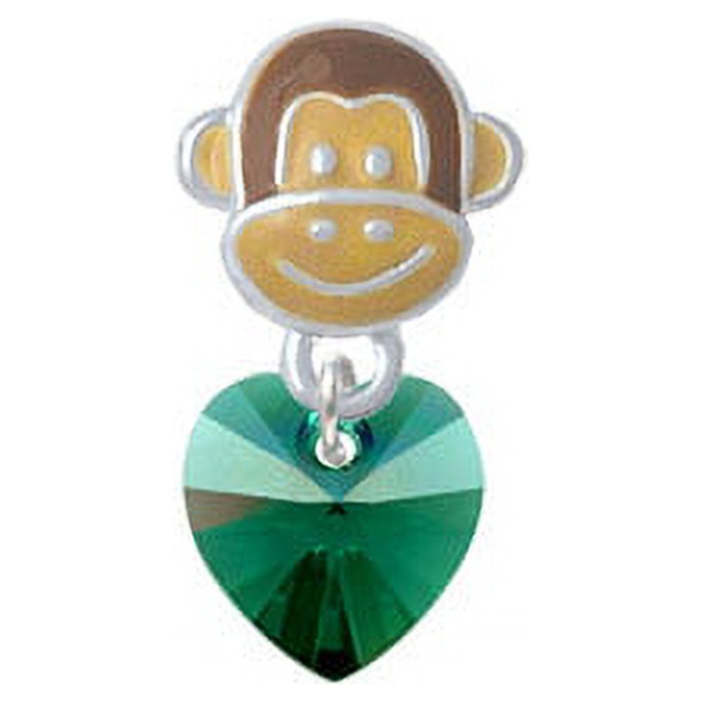 Green Crystal Heart - Monkey Face Charm Bead - Walmart.com