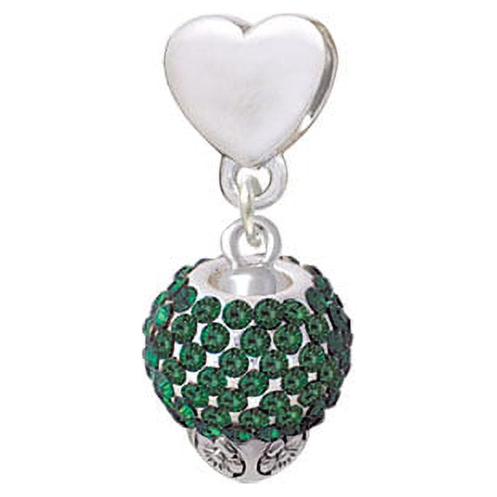 Green Crystal Sparkle Spinner - Heart Charm Bead - Walmart.com