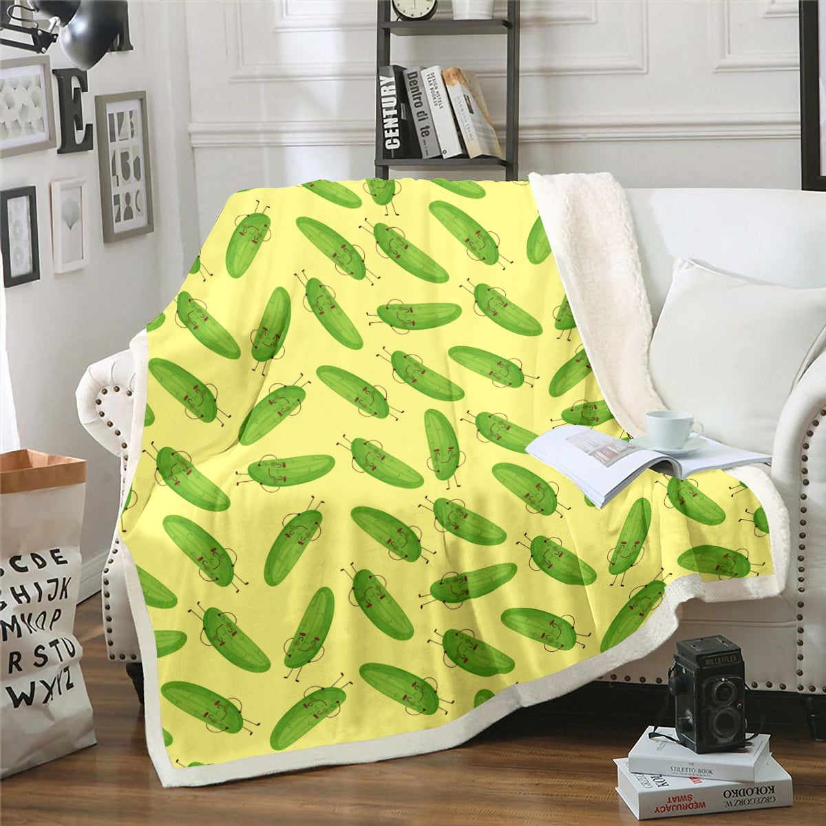 Green Cucumbers Throw Blanket Cucumber Pickles Fuzzy Blanket for Kids ...