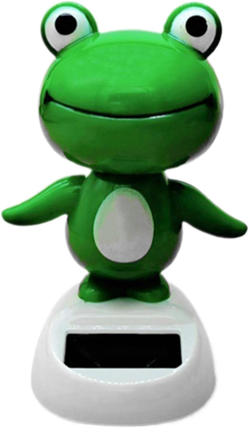 Green Cute Car Decor, Bobble Head Frog Dashboard Ornament, Solar ...