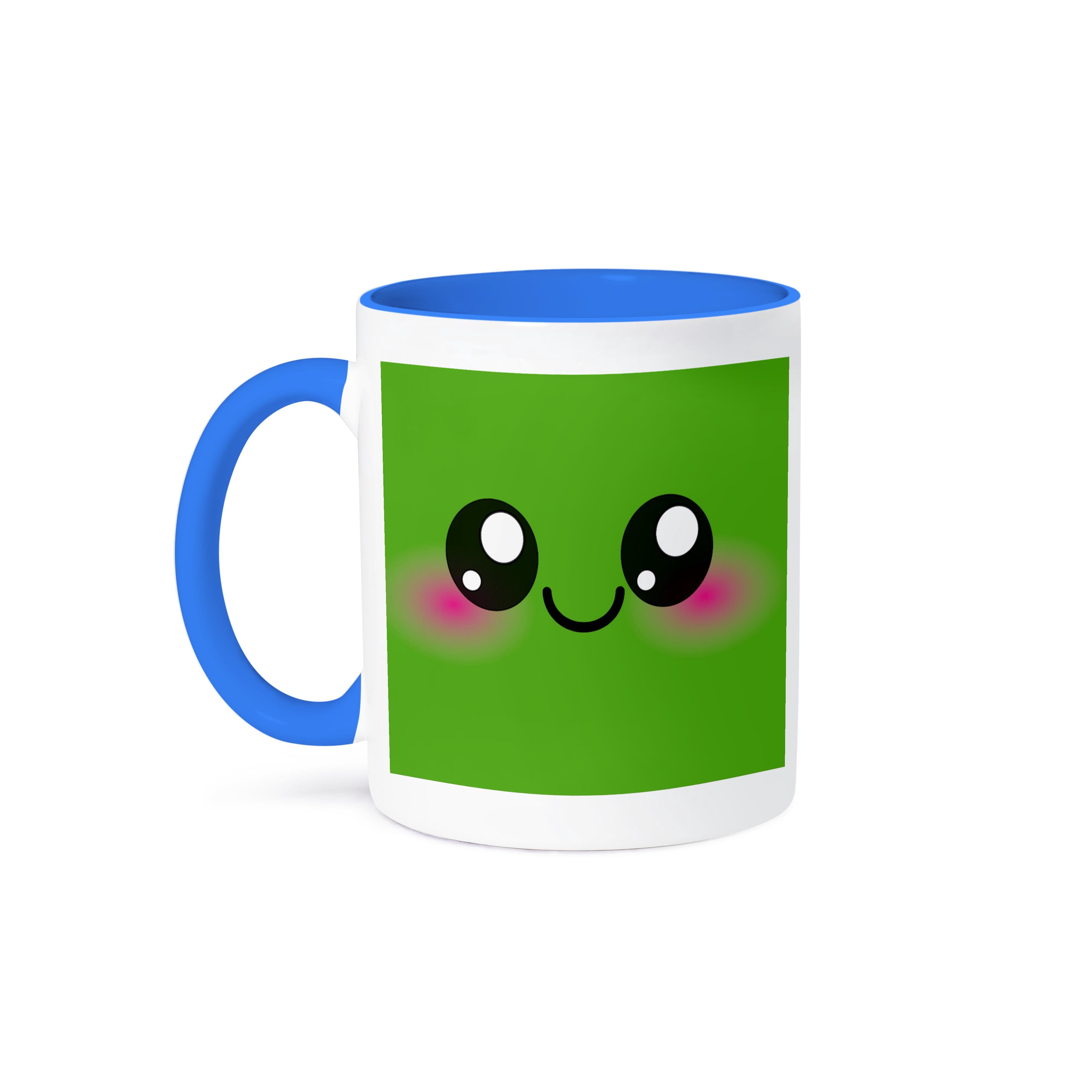 Green Cute Smiling Square - Adorable And Kawaii Cartoon Smiling Face ...