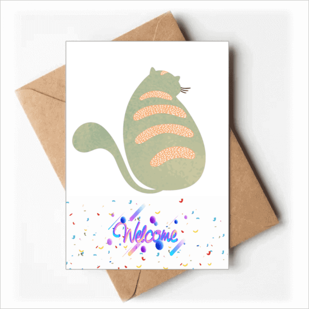 Green Cyan Fit Cat Animal Watercolor Welcome Back Greeting Cards ...
