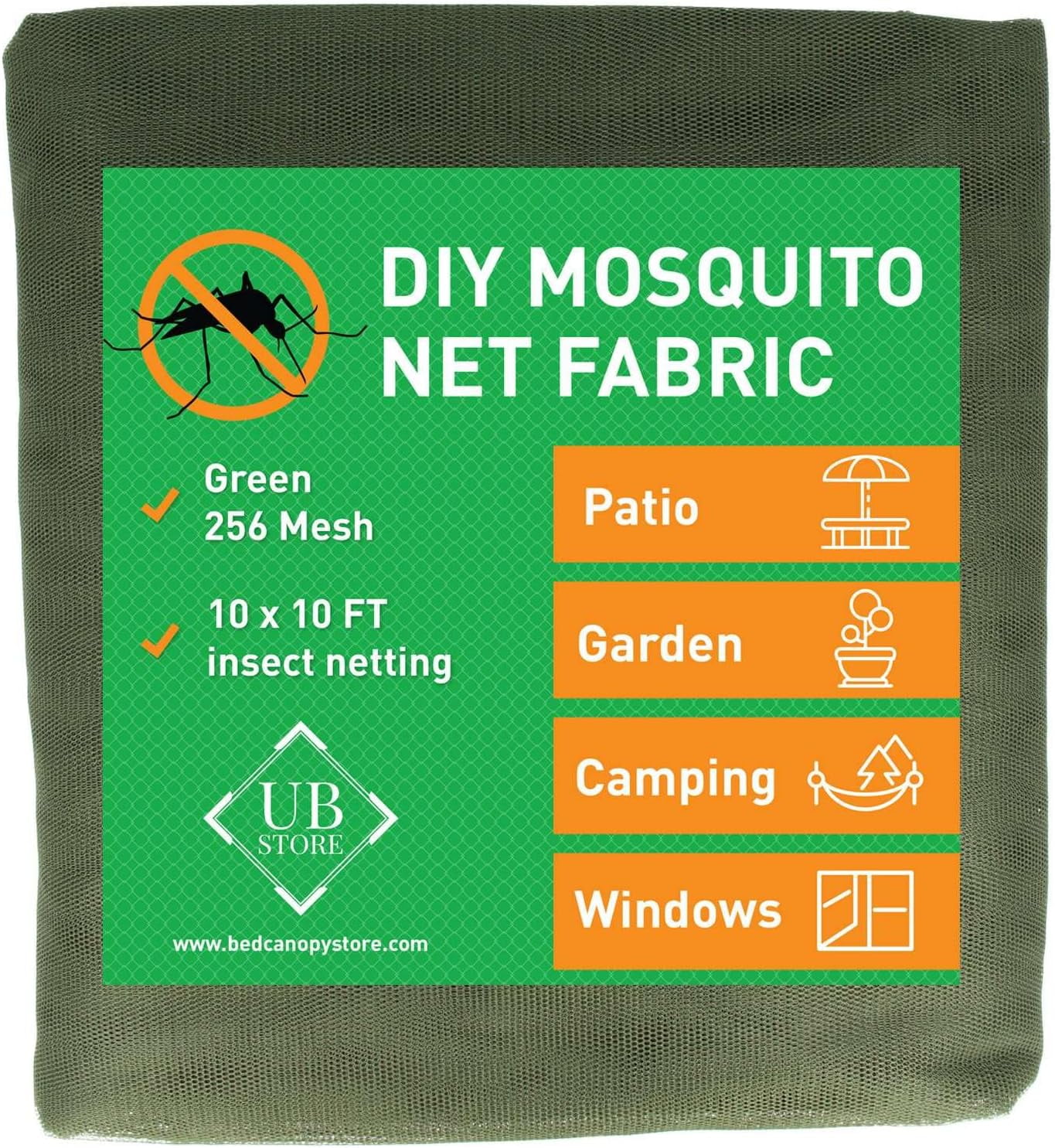 Green DIY Mosquito Net Fabric | 10x10 FT Netting | Insect Cover for Garden, Patio, Outdoor ...