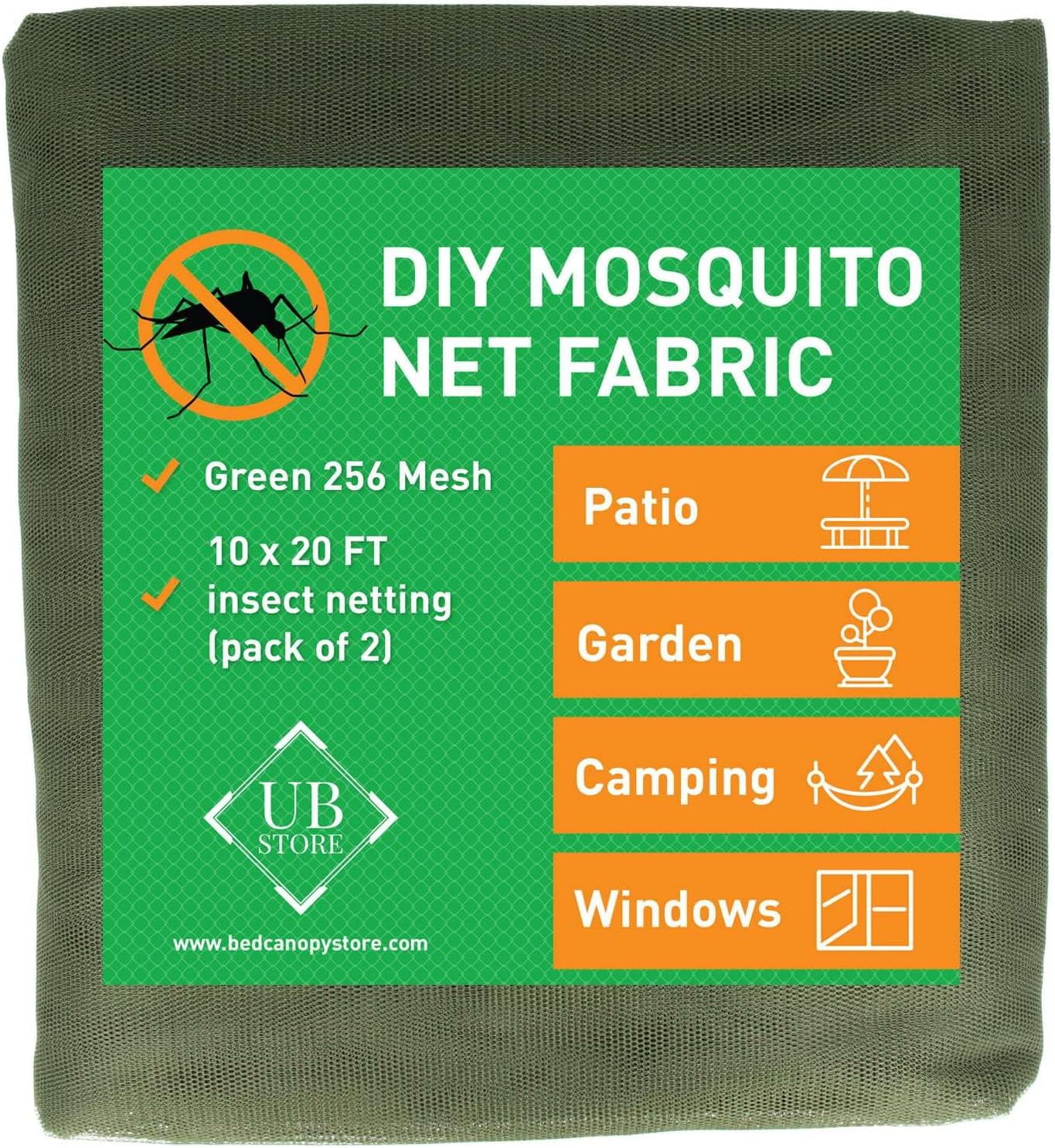 Green DIY Mosquito Net Fabric | 10x20 FT Netting 2 Pack | Insect Cover ...