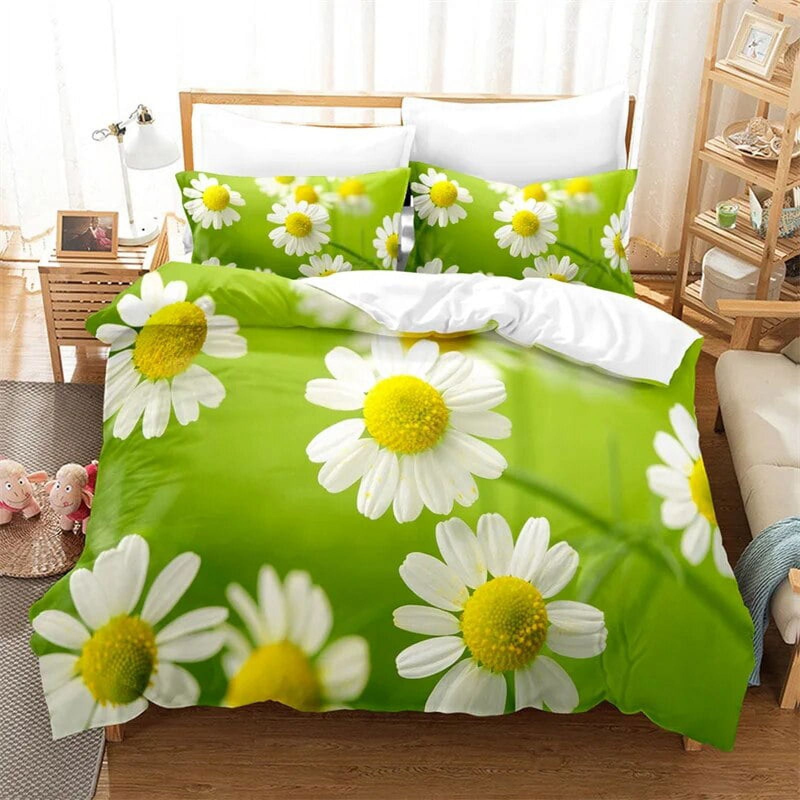 Green Daisy Bedding Set Lovely Kid's Duvet Cover Boys Quilt Cover Room ...