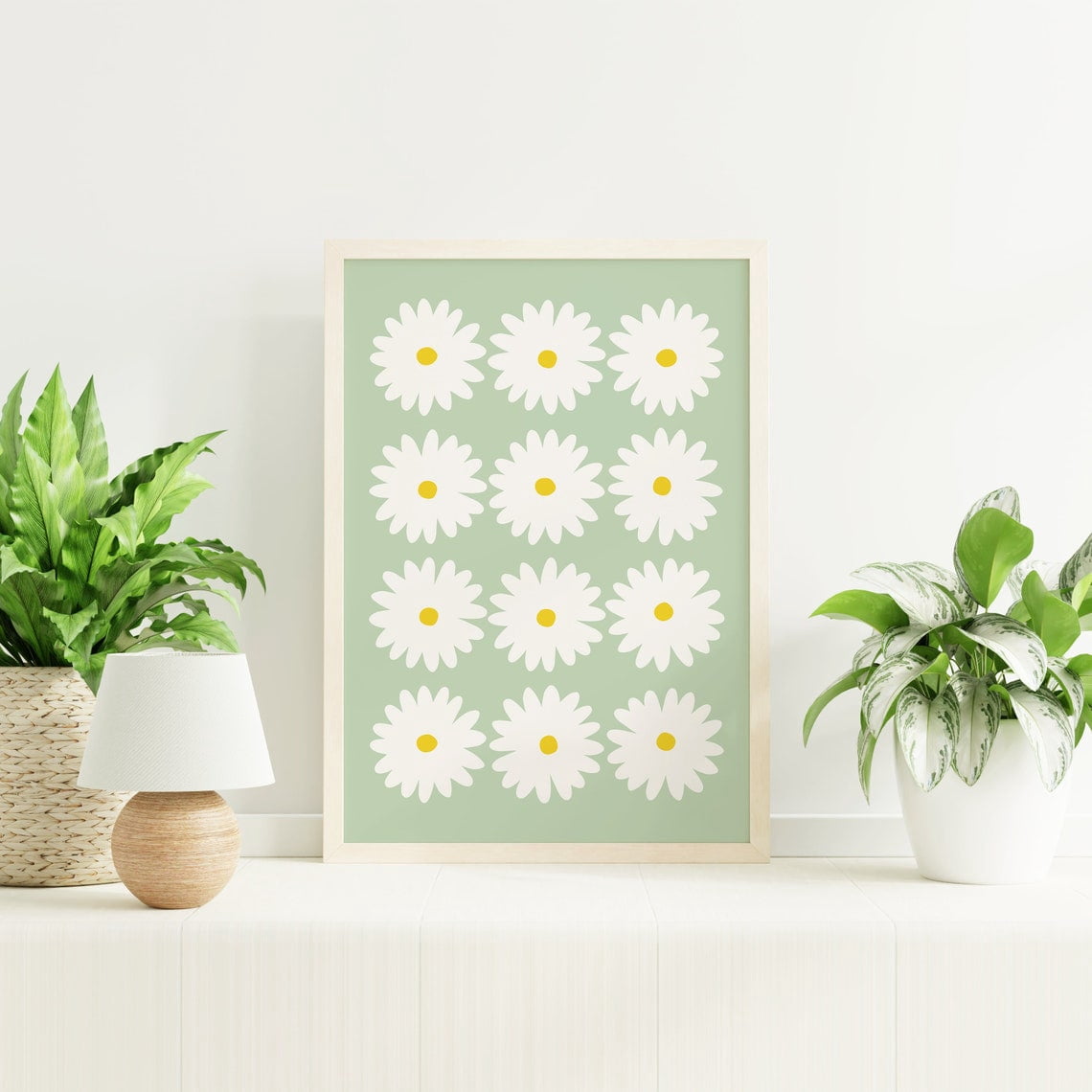 Green Daisy Design2 Poster Flower Wall Art Daisies Floral Cute Trendy ...