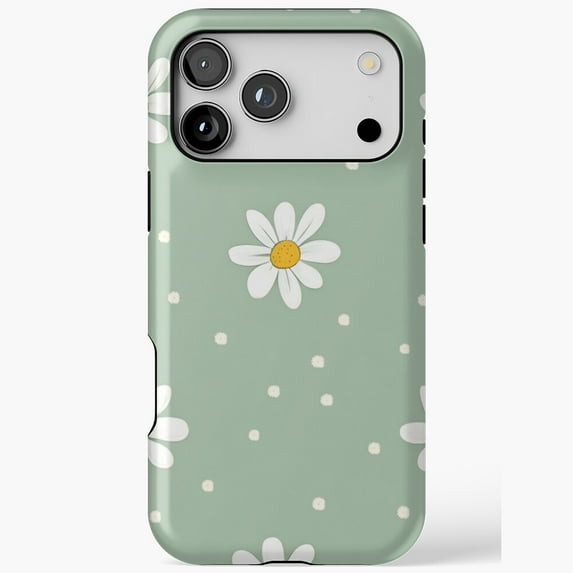 Green Daisy Pattern Floral Design iPhone Case 11 through 17 Pro Max ...