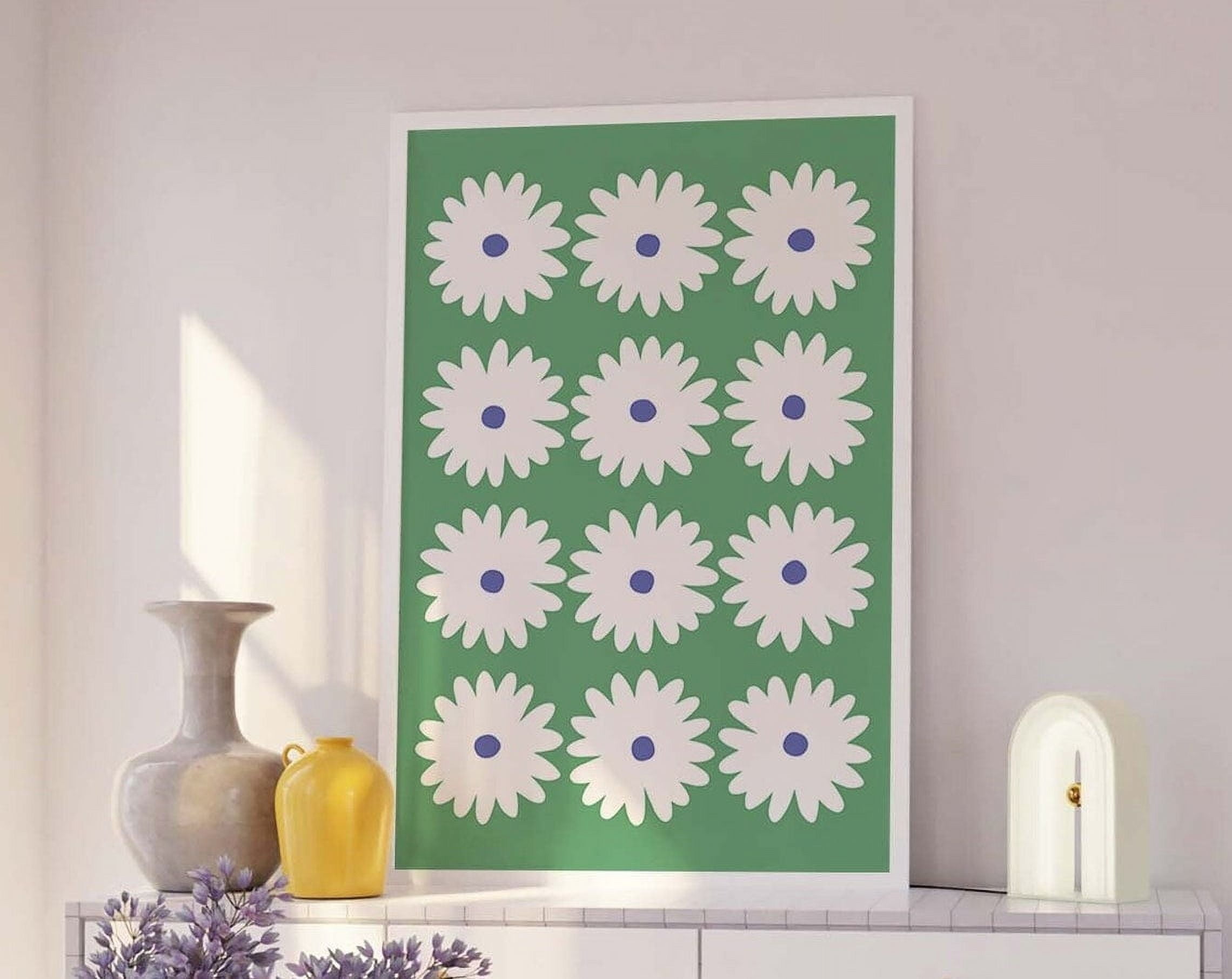Green Daisy Print, Art, Flower Wall Art, Green Daisies Floral Art Print ...