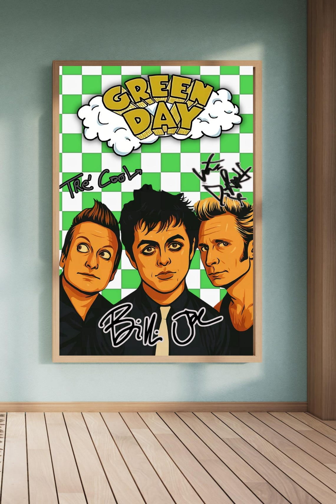 Green Day Alternative Punk Poster, 90s Rock Band Collage Wall Art, Size ...