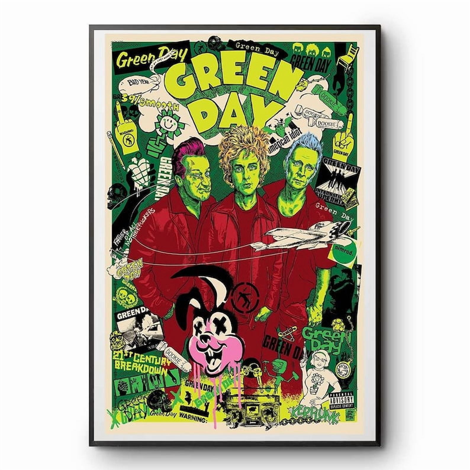 Green Day Punk Rock Collage Poster, 90s Band Art American Punk Style ...