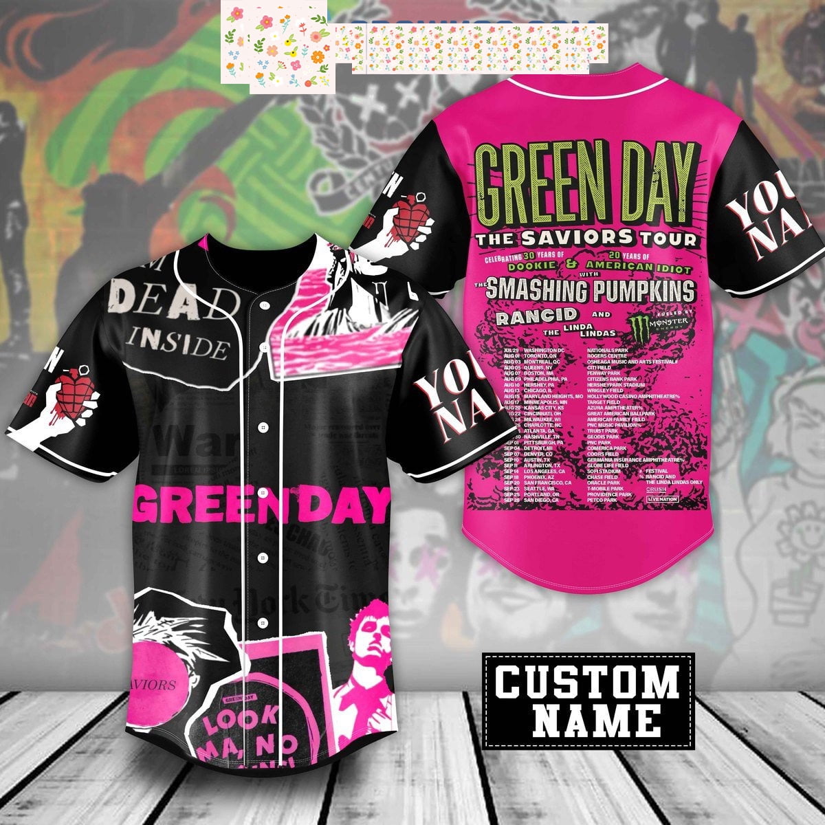 Green Day The Saviour Tour 2024 Personalized Baseball Jersey - Walmart.com