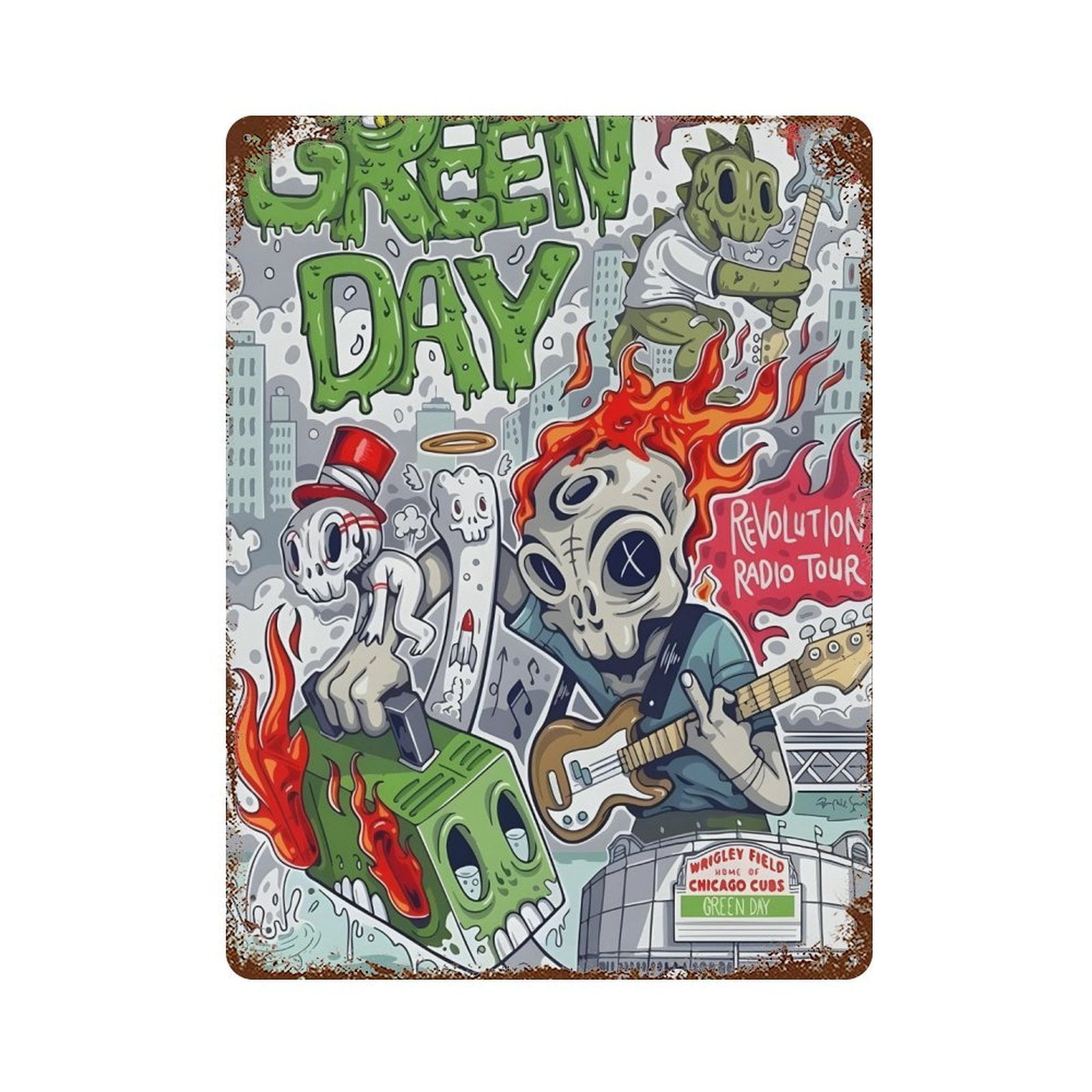 Green Day Tin Metal Decorative Wall Paintings - Vintage Artwork for ...