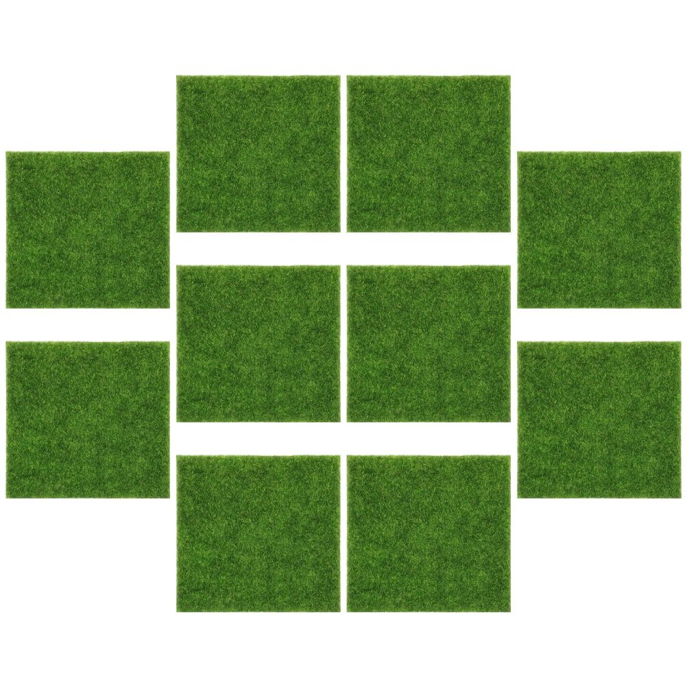 Green Decor 10 Pcs Artificial Turf For Decors Lifelike Grass Mat Moss ...