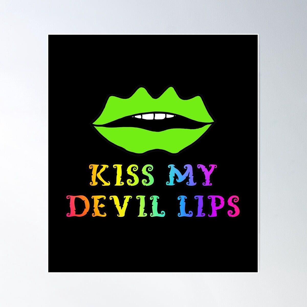 Green Devil Lips Poster Wall Art, Modern Wall Decor For Living Room ...