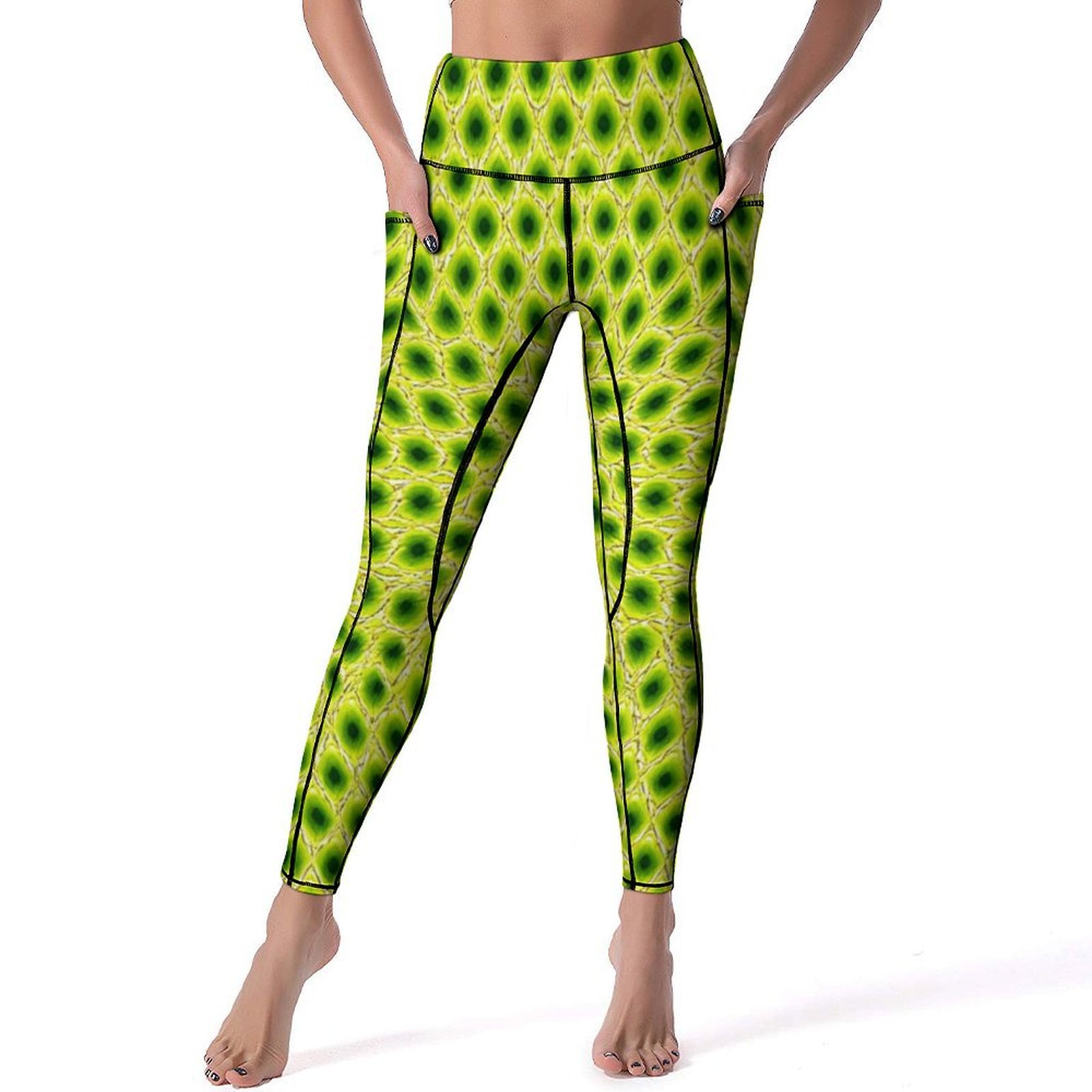 Green Diamonds Optical Illusion Pattern Leggings Fitness Gym Yoga Pants ...