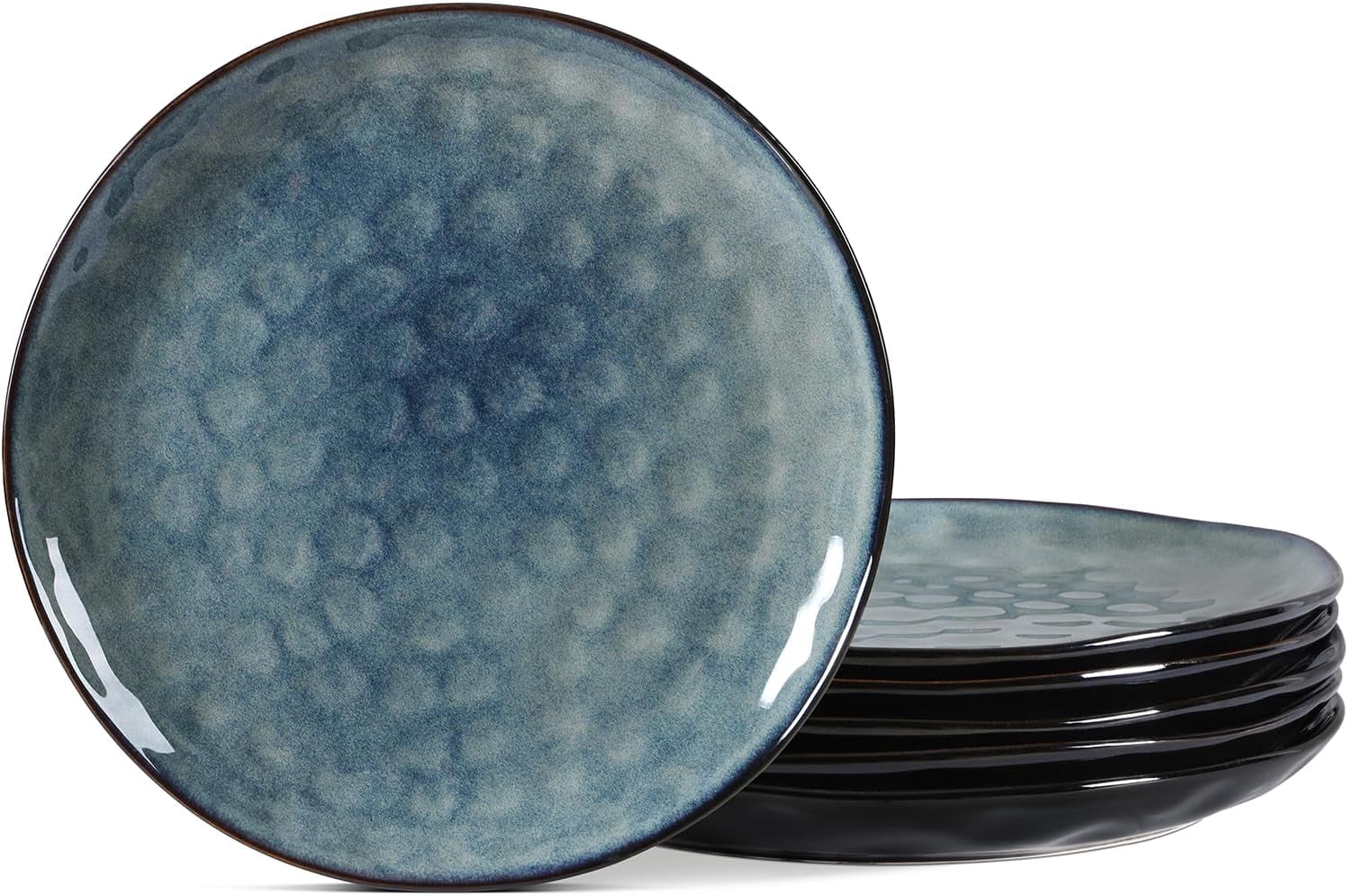 Green Dinner Plates Set of 6, 11.4 Inch Stoneware Large Luxury Dishes ...