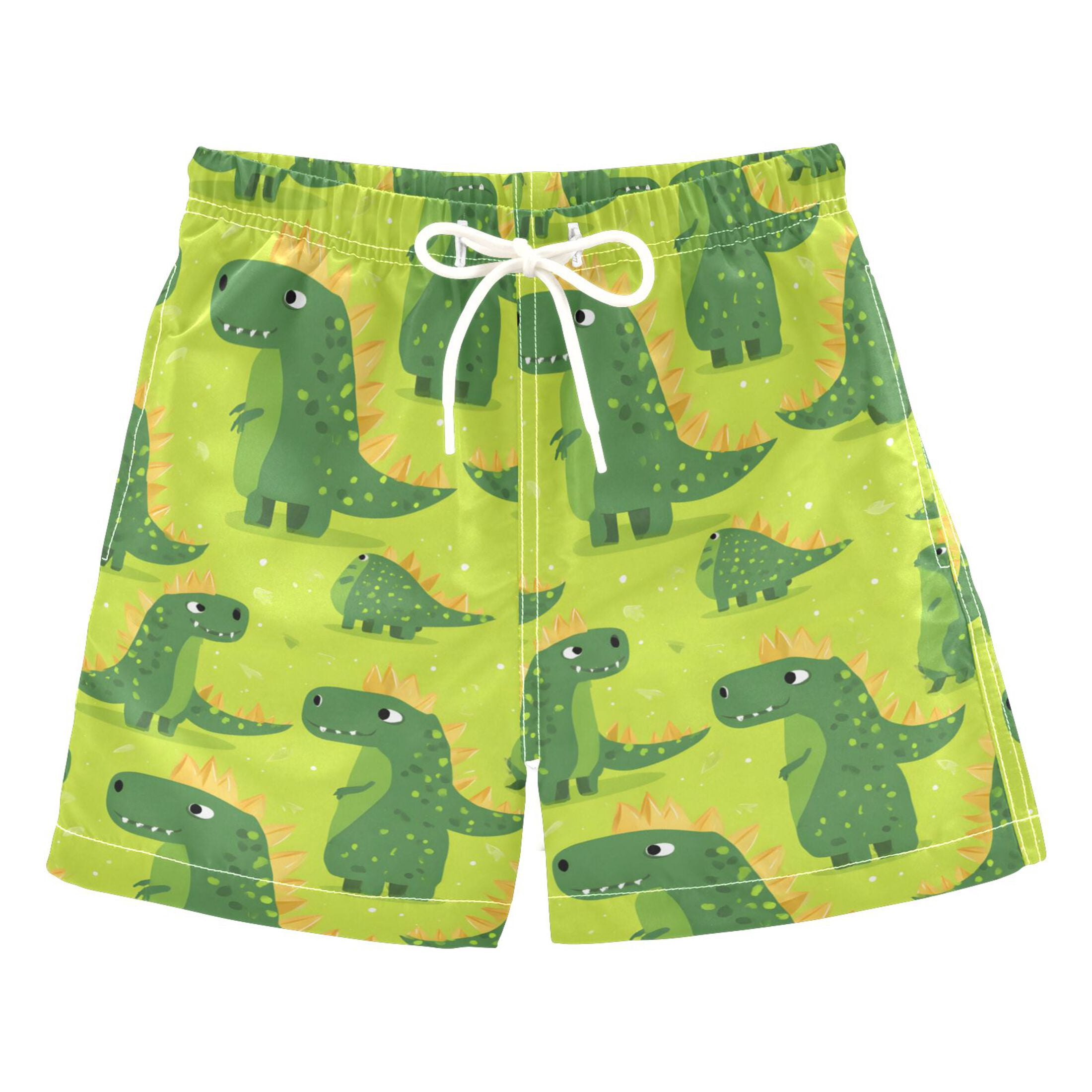 Green Dino Fun Swim Trunks Quick Dry Beach Pool Board Shorts ...