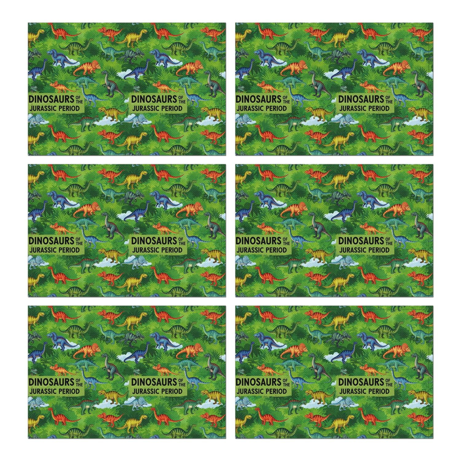 Green Dinosaurs Jurassic Pattern Summer Placemats Table Placemats Set ...