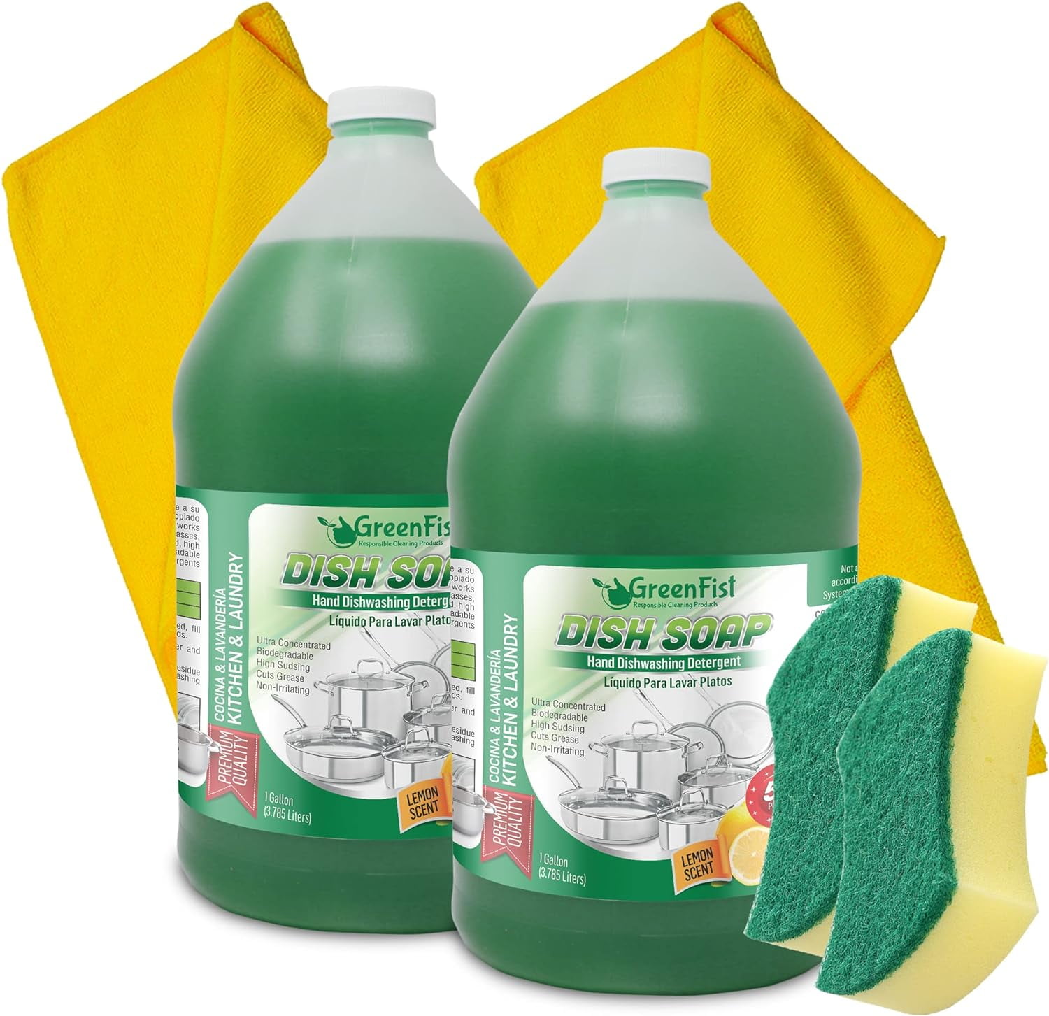 Green Dish Soap [ Lemon Scent ] Manual Pot & Pan Professional Detergent ...