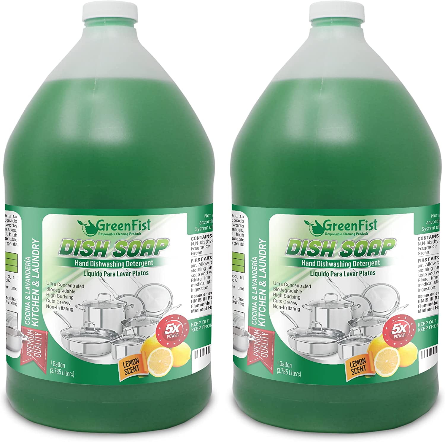 Green Dish Soap [ Lemon Scent ] Manual Pot & Pan Professional Detergent ...