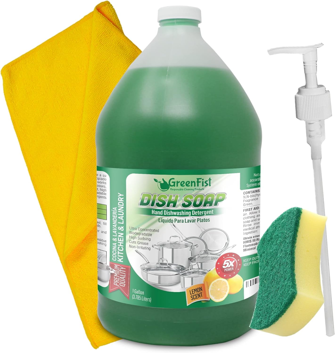 Green Dish Soap [ Lemon Scent ] Manual Pot & Pan Professional Detergent ...