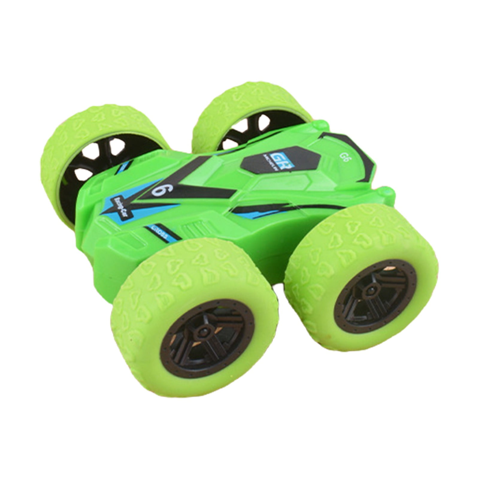 Green Double Sided Friction Power Car Flip Stunt Toy for Kids Inertial ...