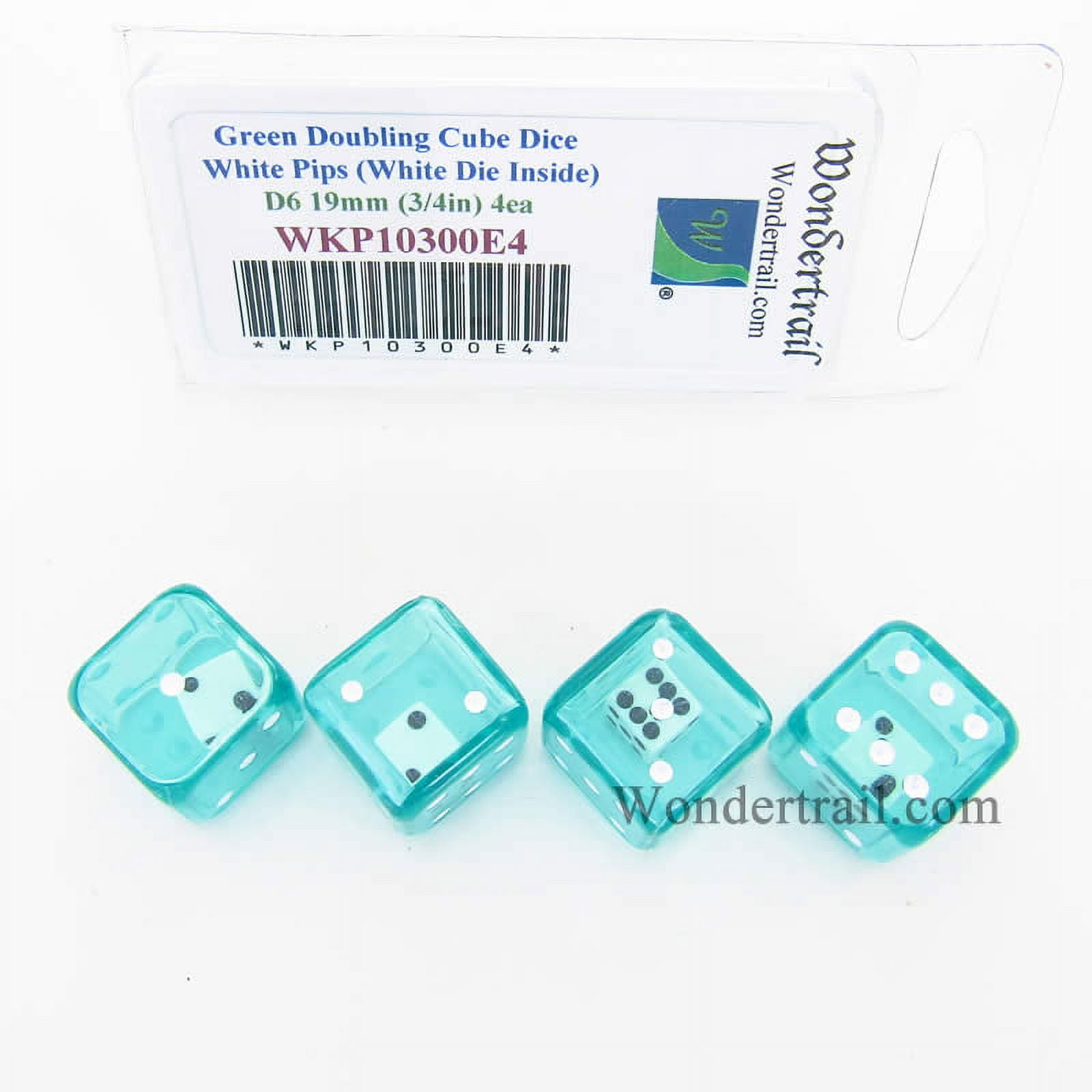 Green Doubling Cube Dice with White Pips D8 19mm (3/4in) (White Die ...