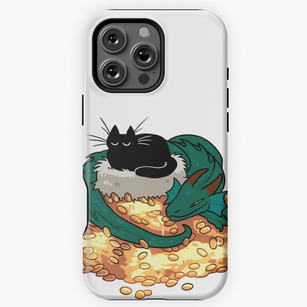 Green Dragon Cat and Treasure Phone Case for iPhone 16 15 14 13 12 11 ...