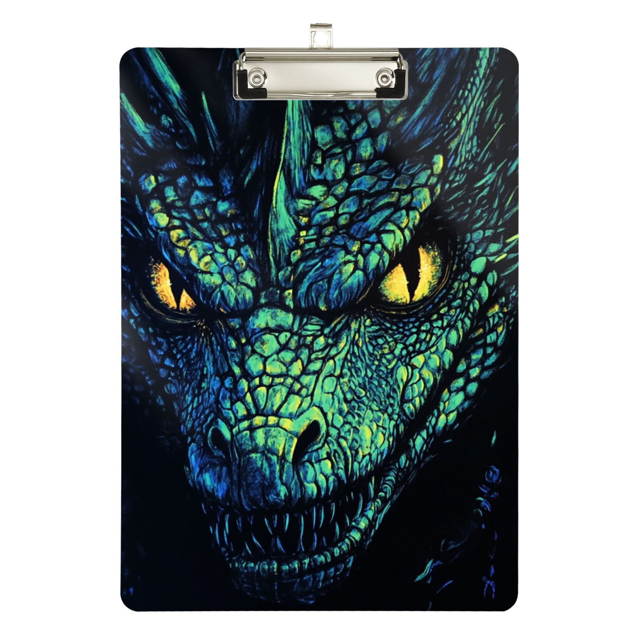 Green Dragon Face with Glowing Eyes Acrylic Clipboard Drawing Board ...