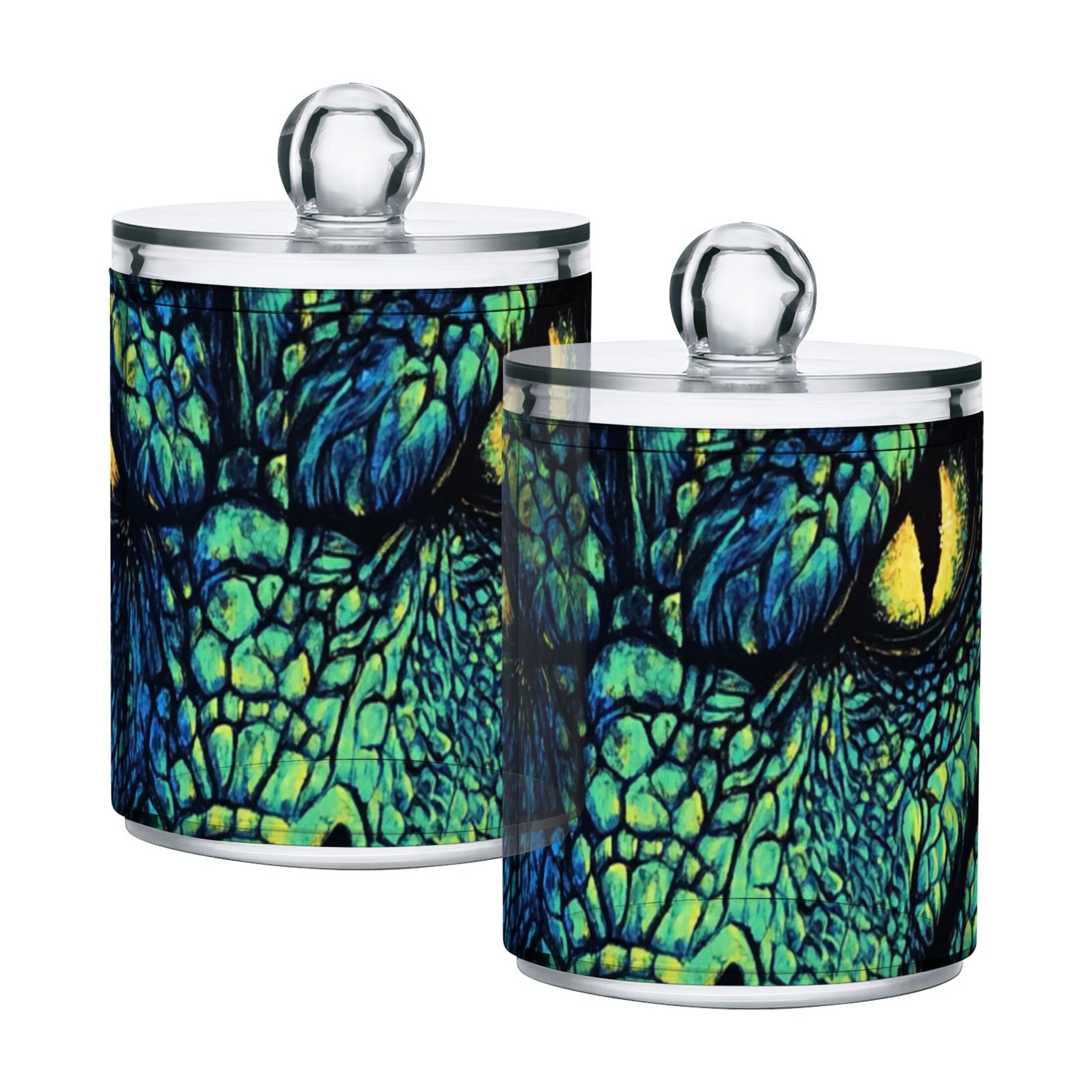 Green Dragon Face with Glowing Eyes Translucent Plastic Cans Storage ...