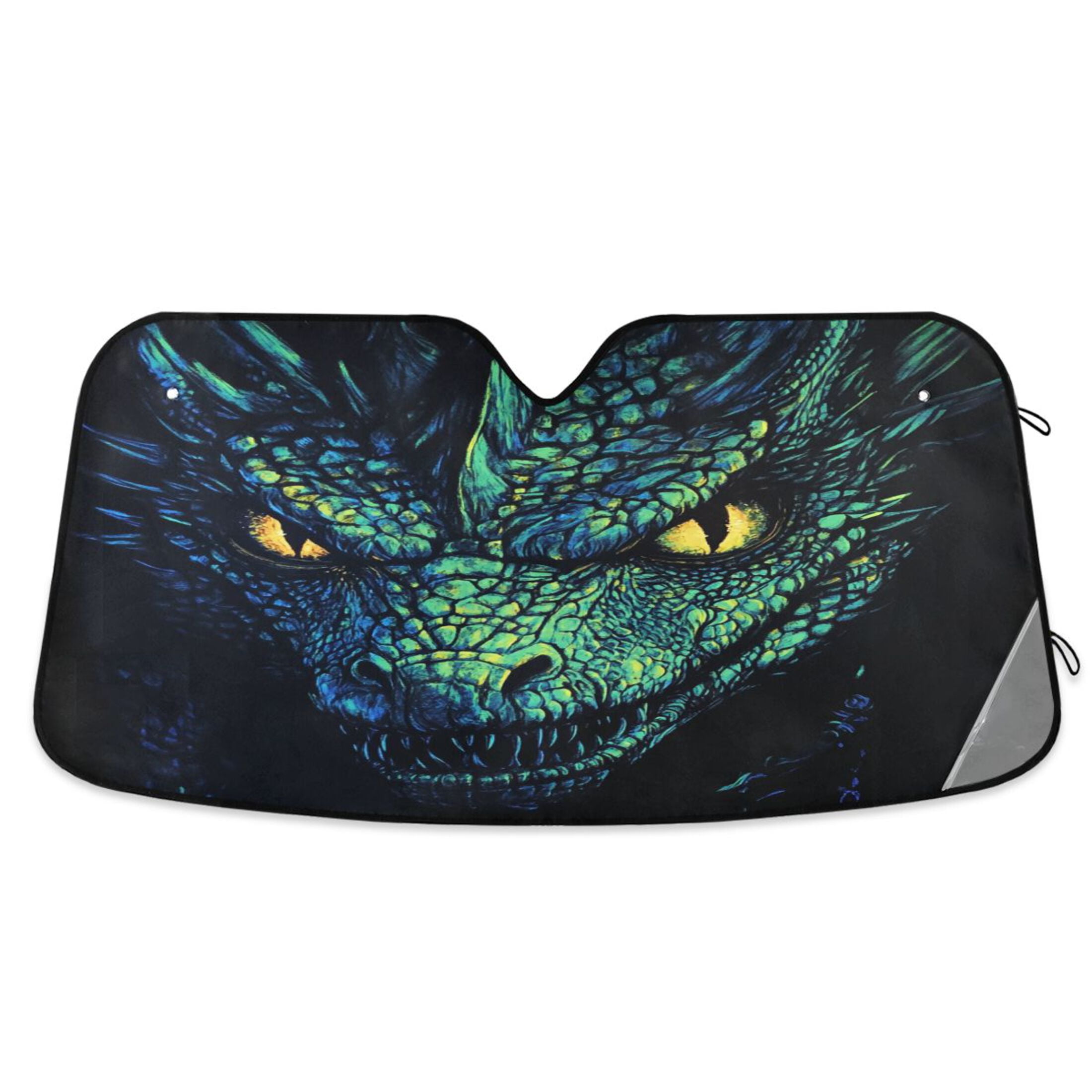 Green Dragon Face with Glowing Eyes Windshield Sun Shade Automobile ...