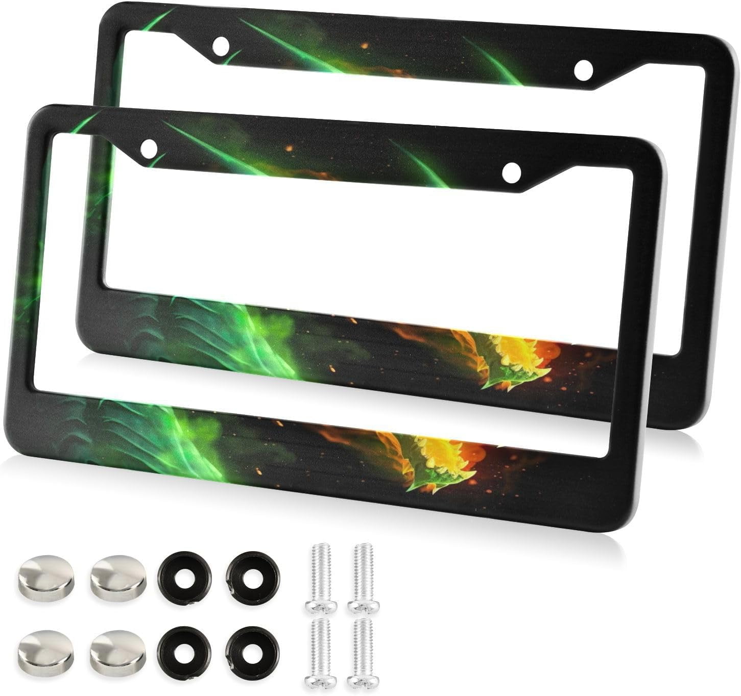 Green Dragon License Plate Frame, Aluminum Car Tag Frames, 2 Pack ...
