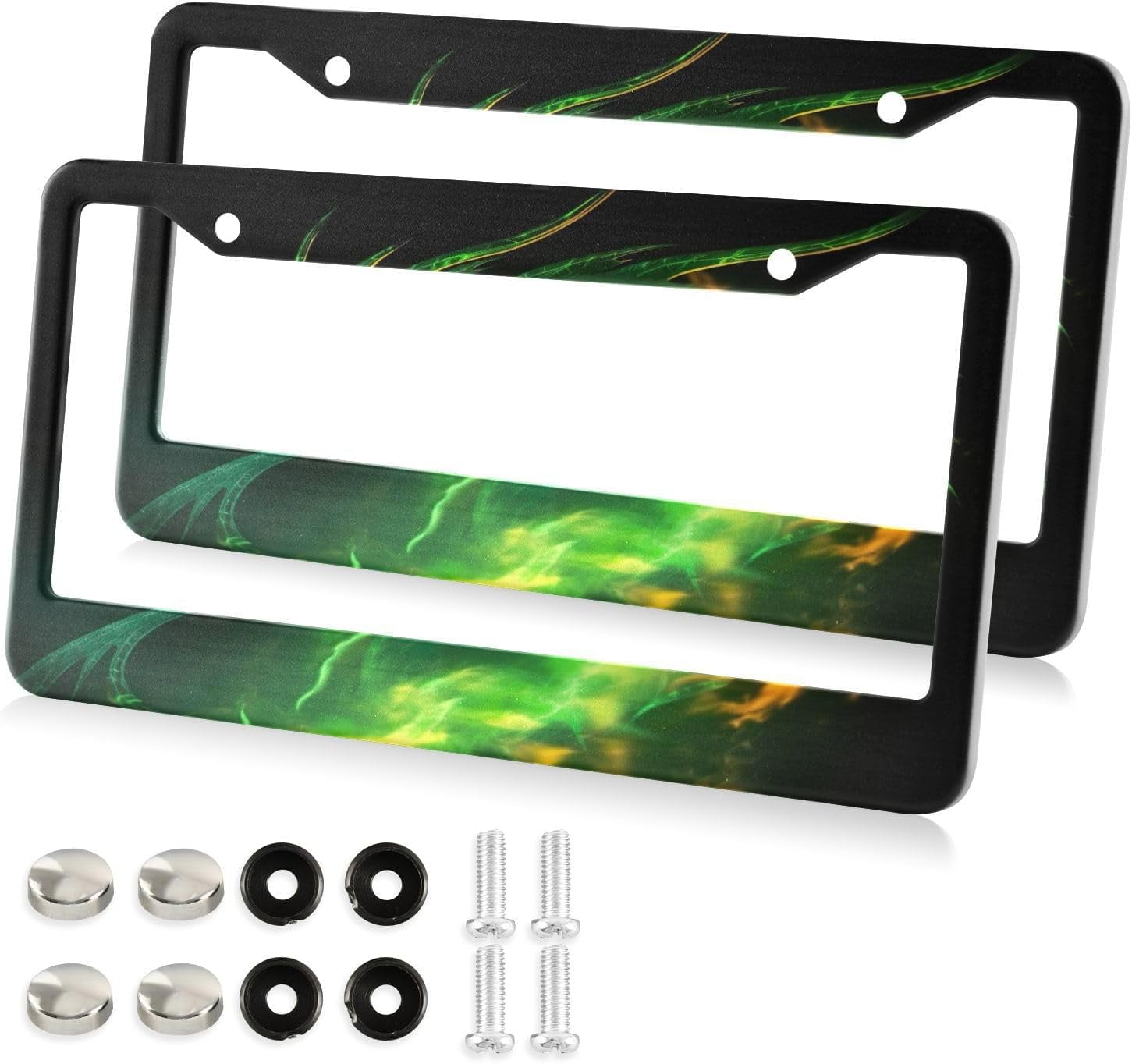 Green Dragon License Plate Frame, Aluminum Car Tag Frames, 2 Pack ...