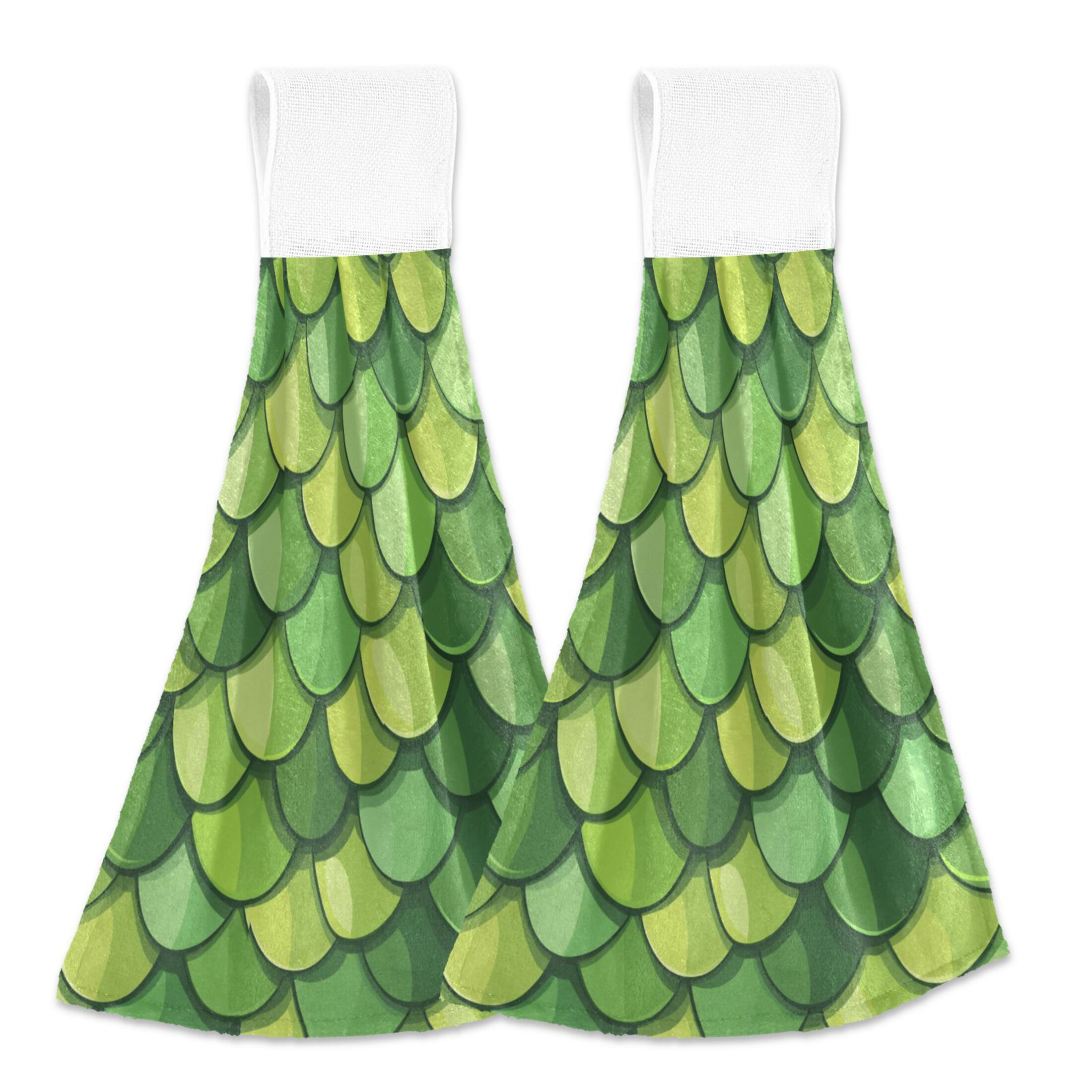 Green Dragon Scales Hanging Towels with Loop Hand Towels Nylon Fastener ...