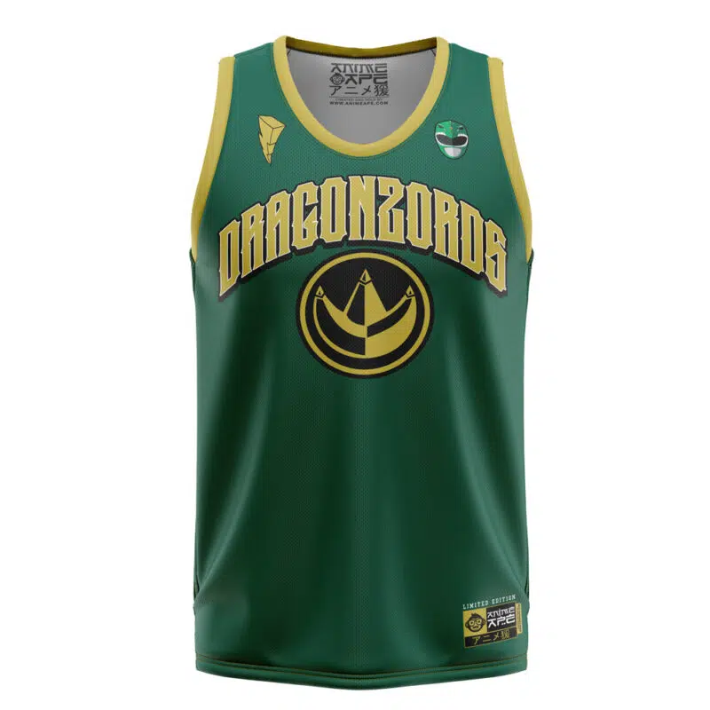Green Dragonzords Mighty Morphin Power Rangers Basketball Jersey ...