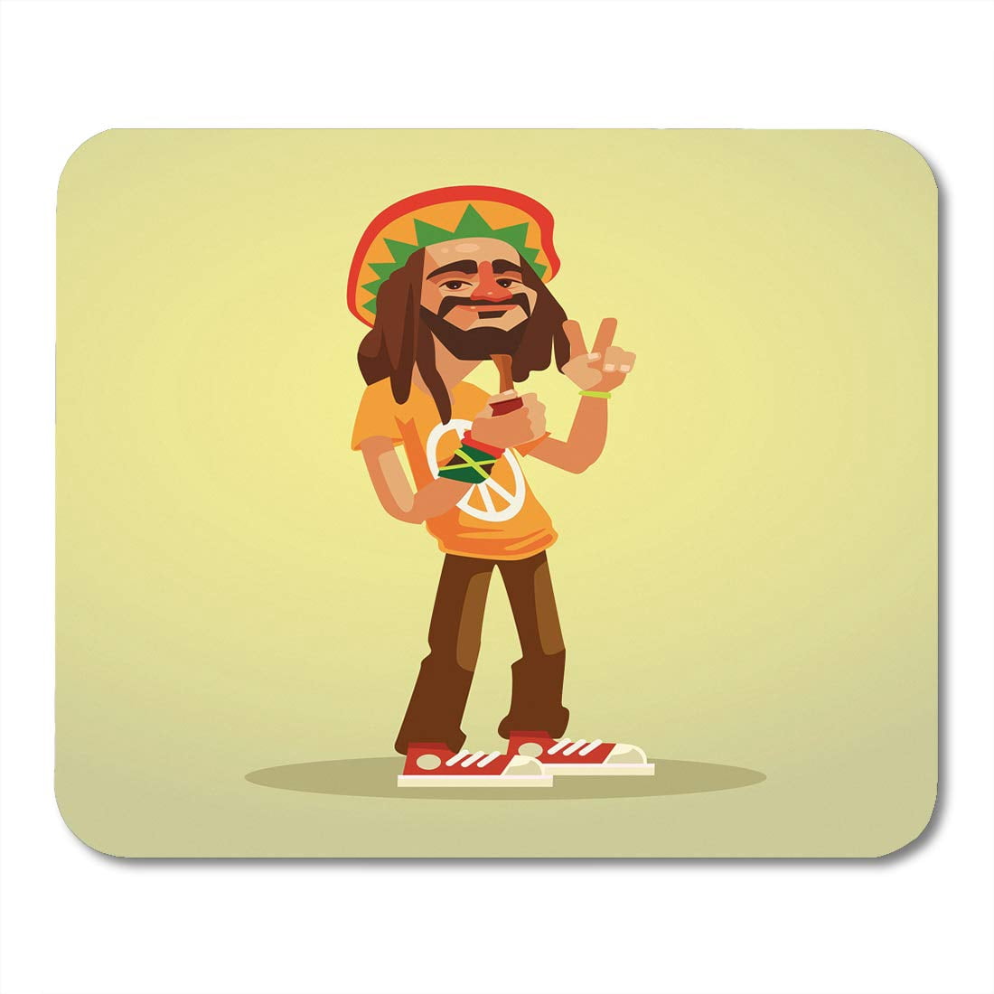 Green Dreads Cute Happy Rastafarian Man Character Flat Cartoon Guy ...