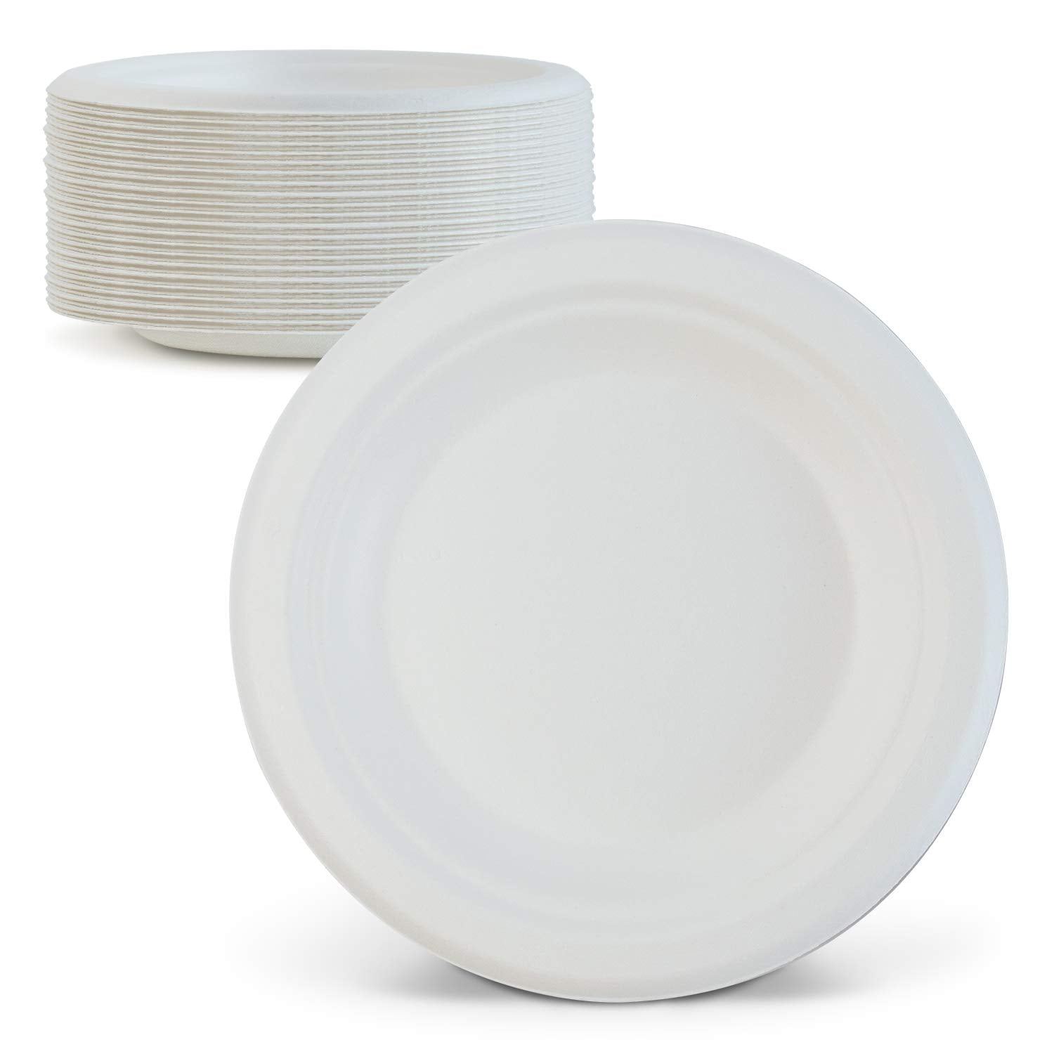 Green Earth 6-Inch, 125-Count, OIF8 Compostable Plates, Natural Bagasse ...