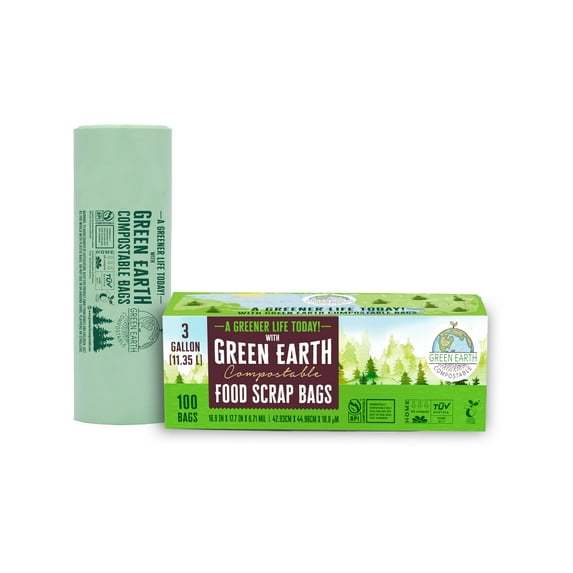 Green Earth Compostable Small Kitchen Food Scrap Trash Bags, Extra ...
