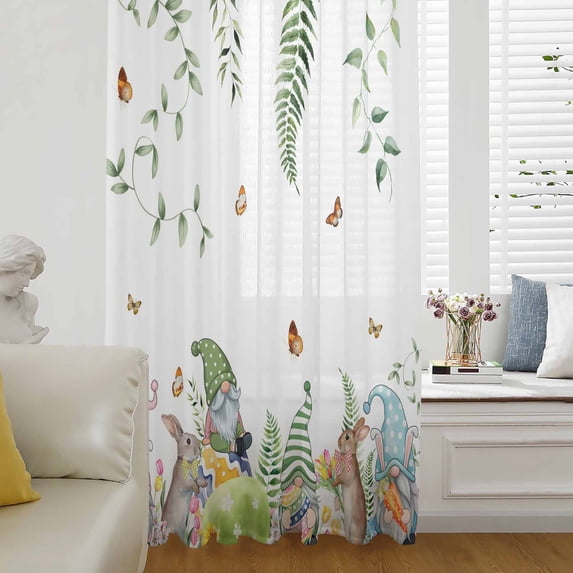 Green Easter Semi Sheer Curtains Drapes for Living Room, Bedroom ...