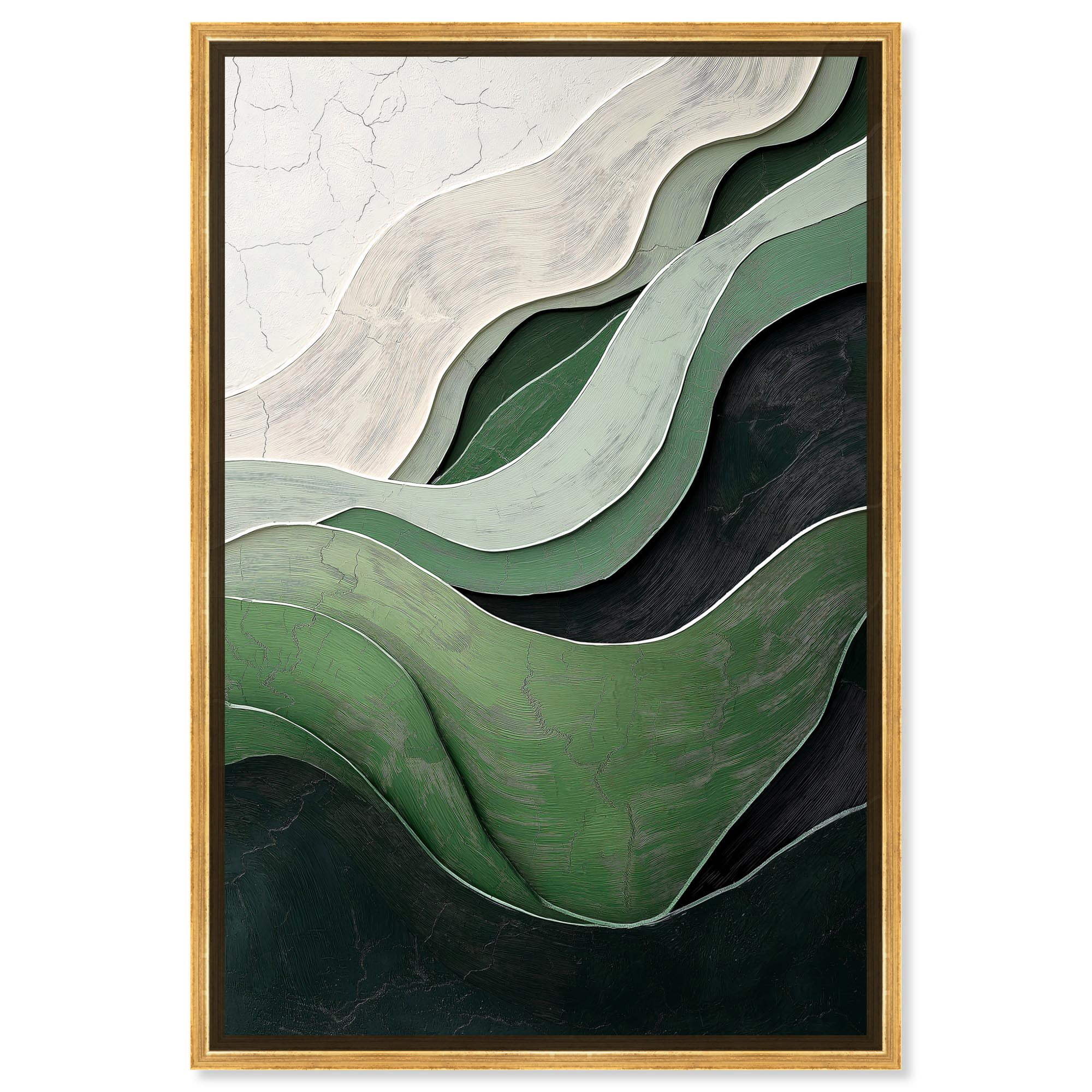 Green Echoes I Canvas Green Abstract Art by Art Remedy, Gold Frame, 30 ...