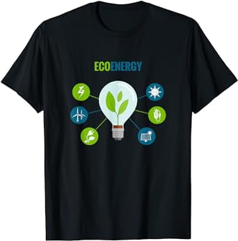 Green Eco Energy Renewable Solar Wind Plants Electricity T-Shirt ...