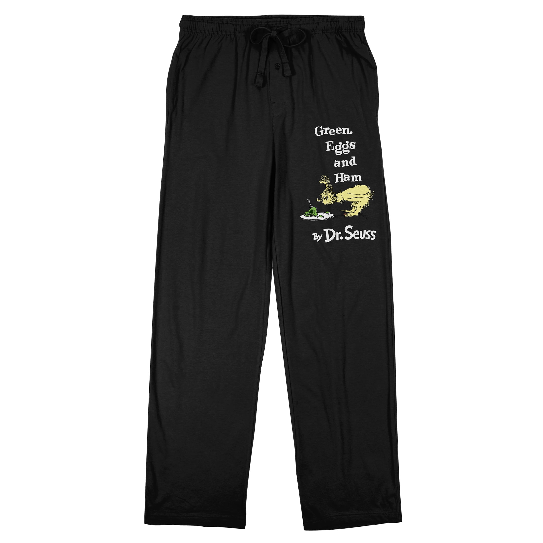Green Eggs & Ham Guy-Am-I Plate Adult Black Sleep Pajama Pants-XXL ...