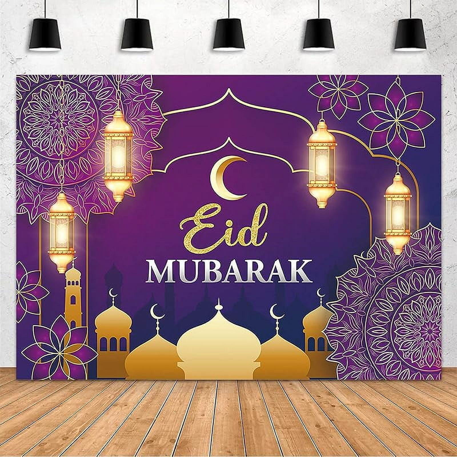 Green Eid Mubarak Backdrop, 7x5ft Polyester, Reusable, Advanced Digital ...