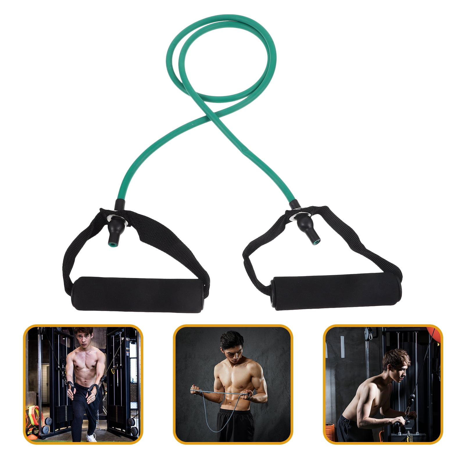 Green Elastic Tension Rope with Handle Fitness Rope Exercise Bands Yoga ...