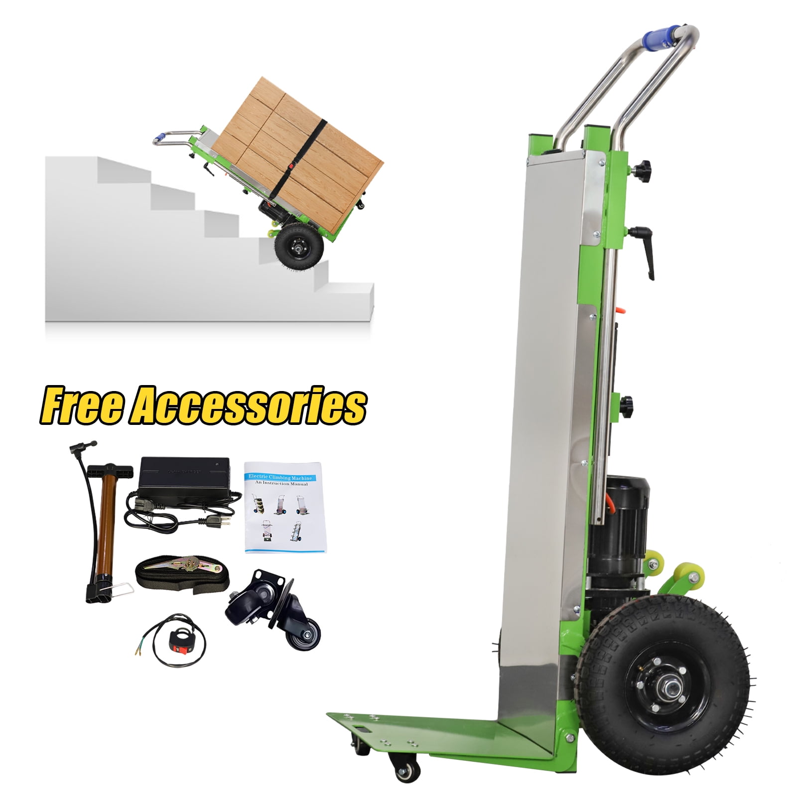 RXFSP Green Electric Stair Climbing Hand Truck, 880lb Capacity ...